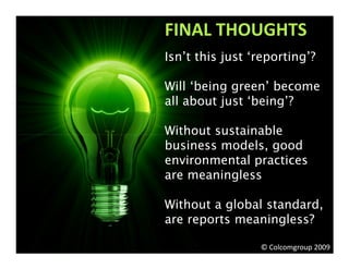 Sustainability Reporting: Green is the New Black | PDF