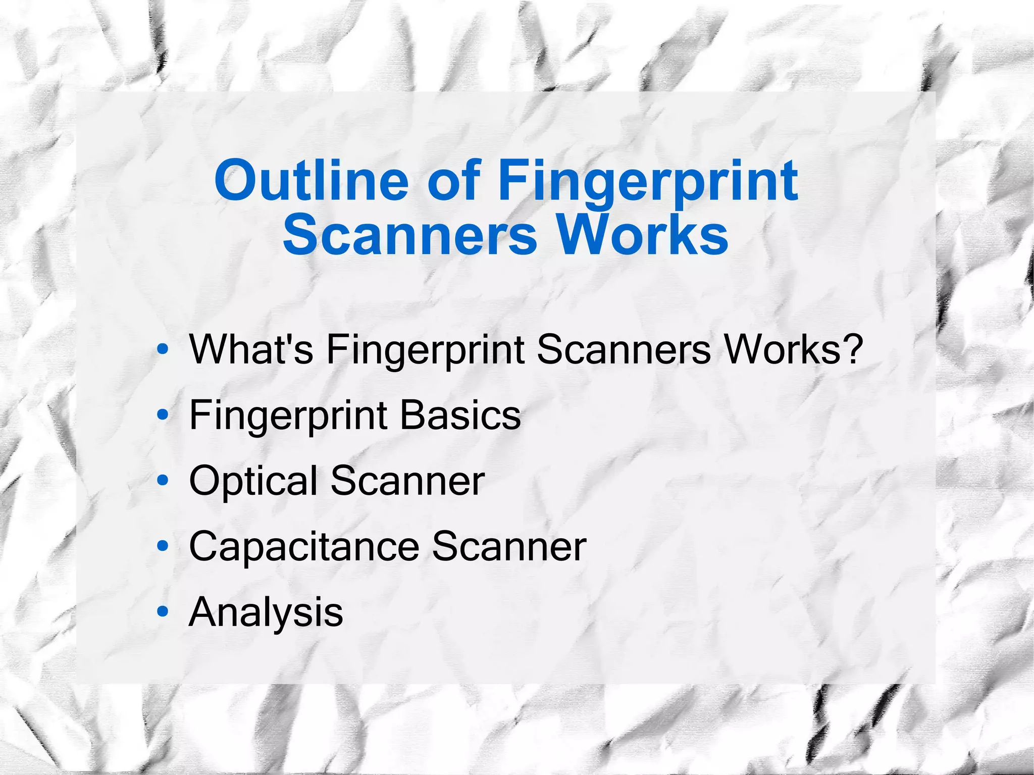 How Fingerprint Scanners Work | PDF
