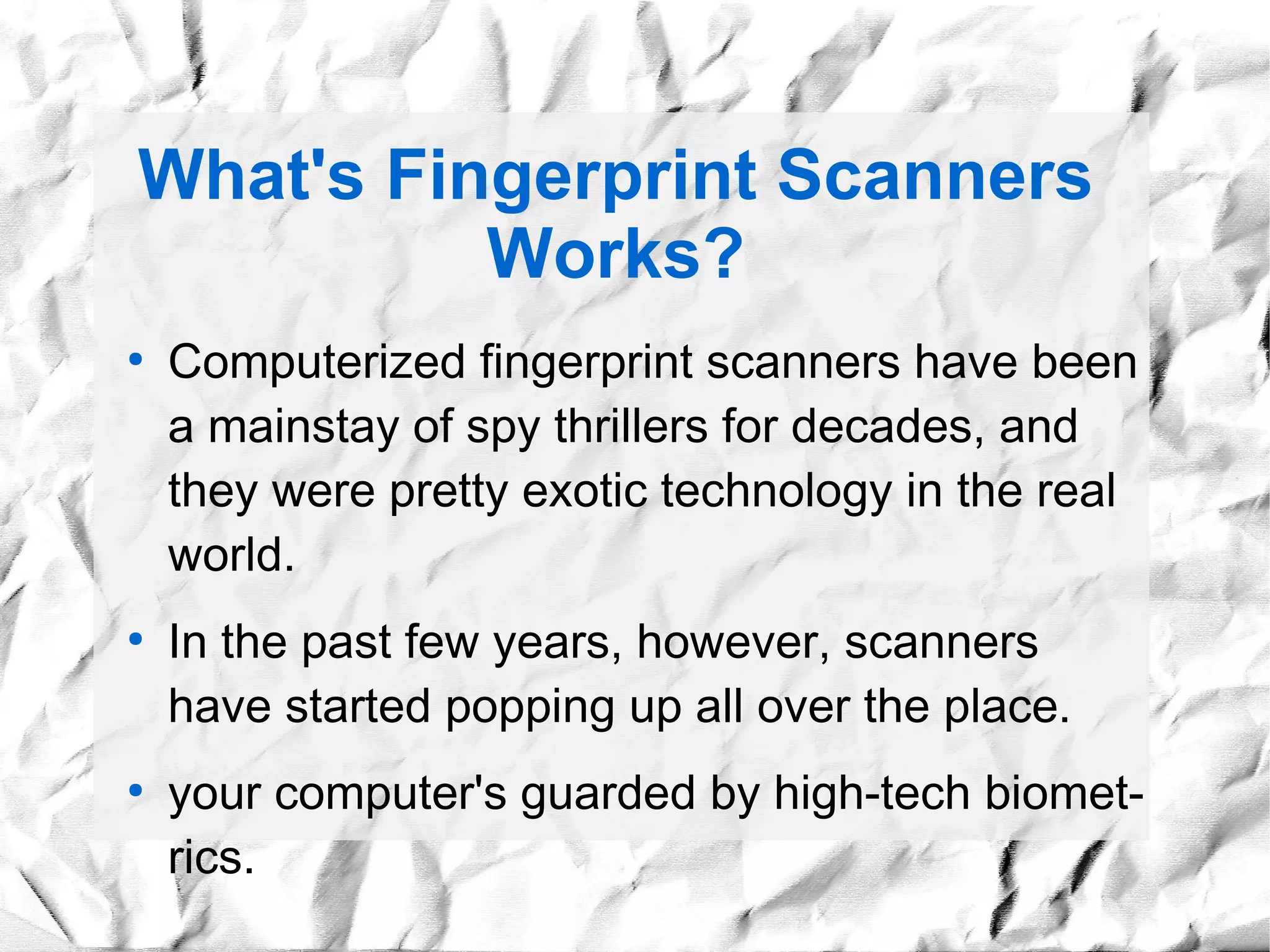 How Fingerprint Scanners Work | PDF