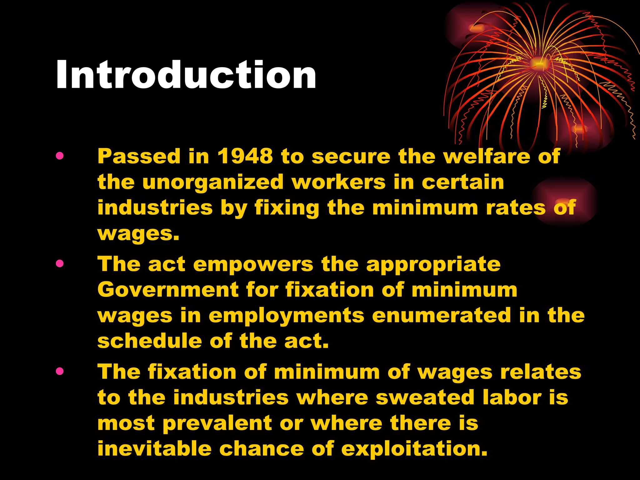 minimum wages act 1948 | PPT
