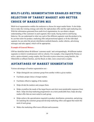 market segmentation | DOC | Marketing and Advertising | Business