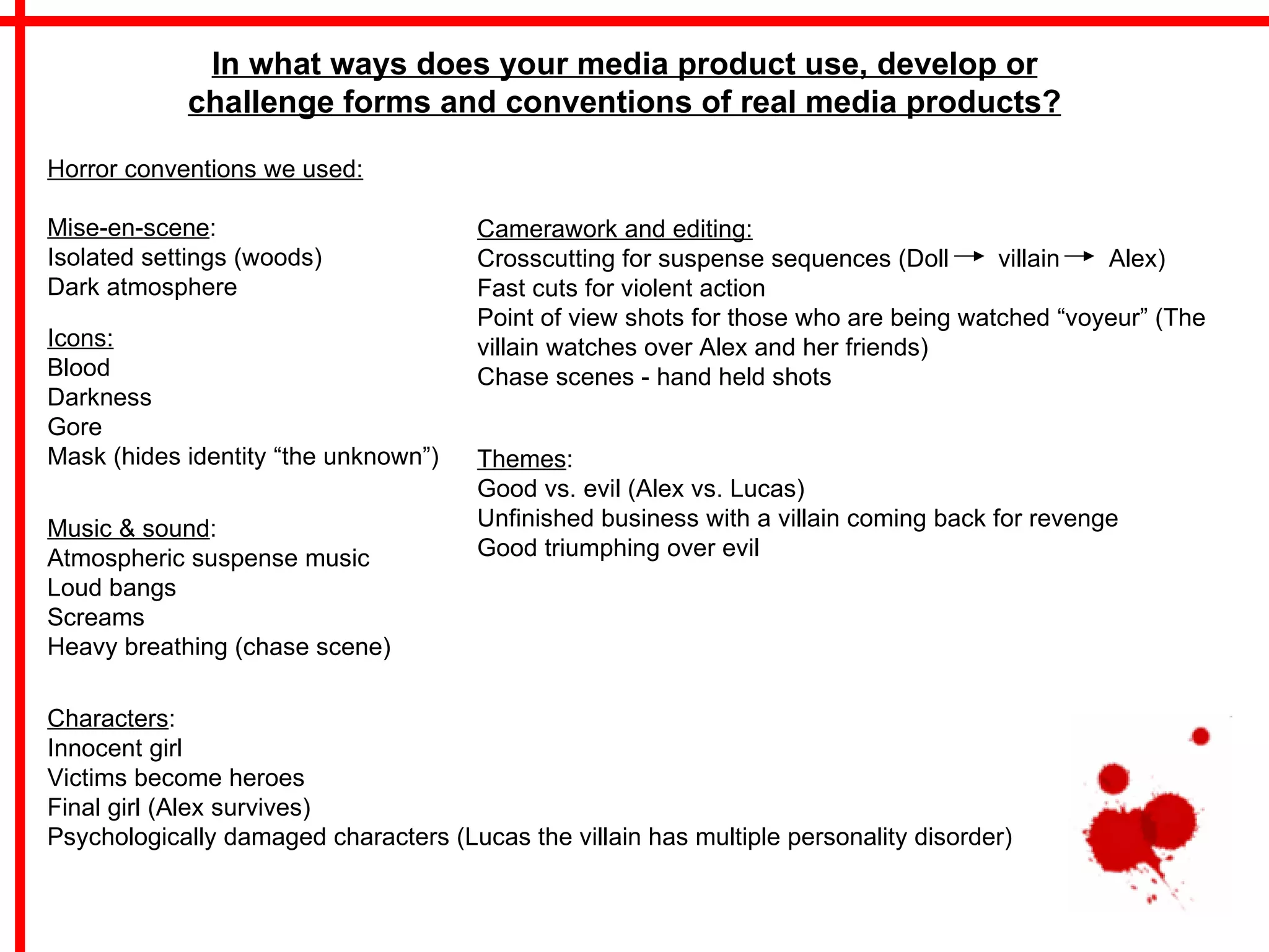Media Studies Horror Evaluation. | PPT | Video Production | Content ...