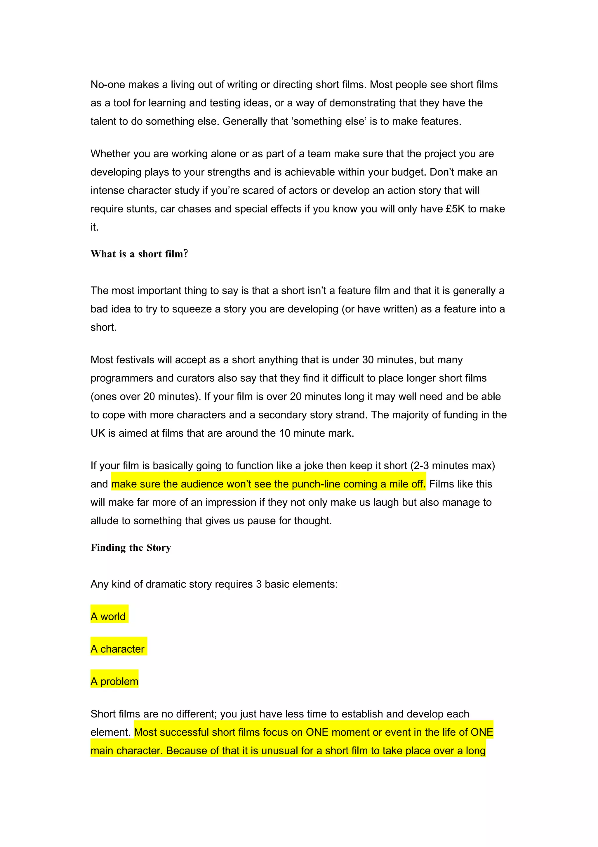 Research for short film | DOC