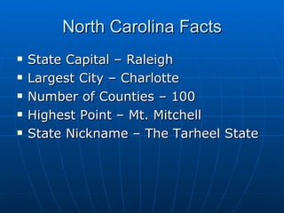 North Carolina Facts | PPT