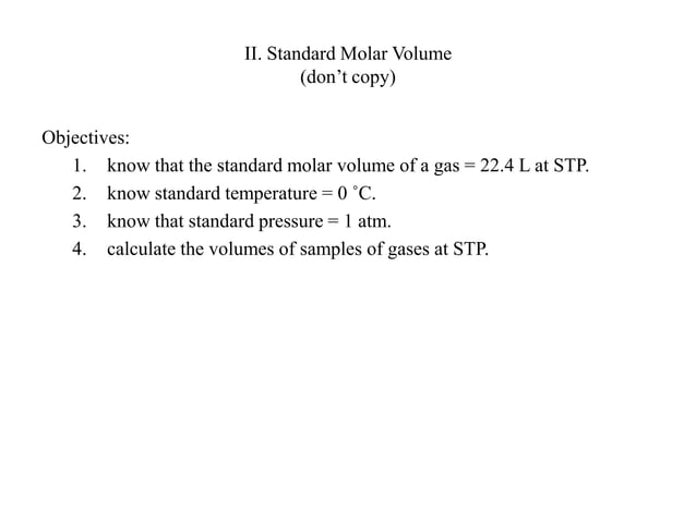 C:\Fakepath\Notes Ii Standard Molar Volume And Iii The Ideal Gas Law ...