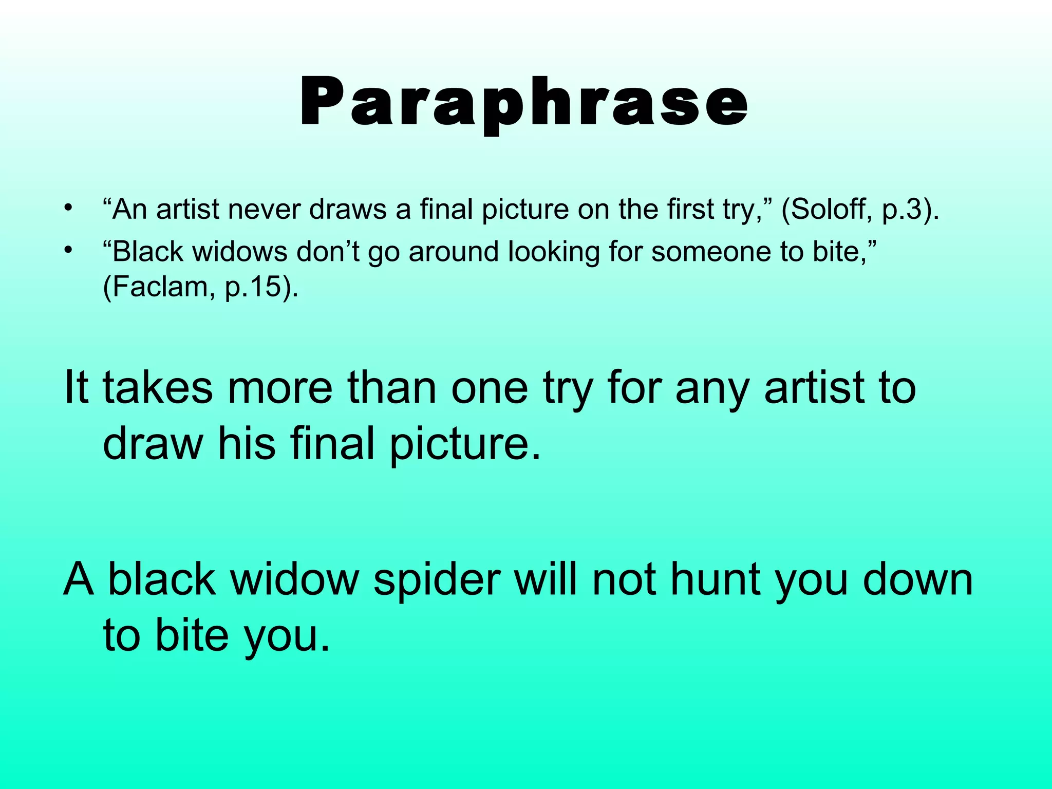 Paraphrasing/Note Taking for Research | PPT