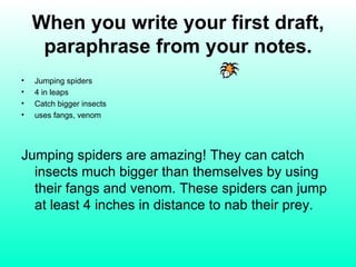 Paraphrasing/Note Taking for Research | PPT