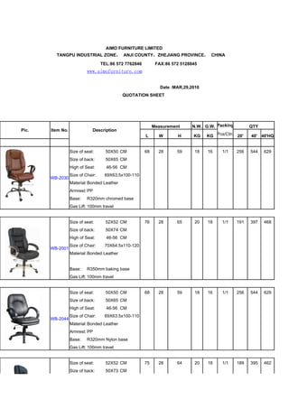 \Office Chairs Quotation From Aimo Furniture | PDF