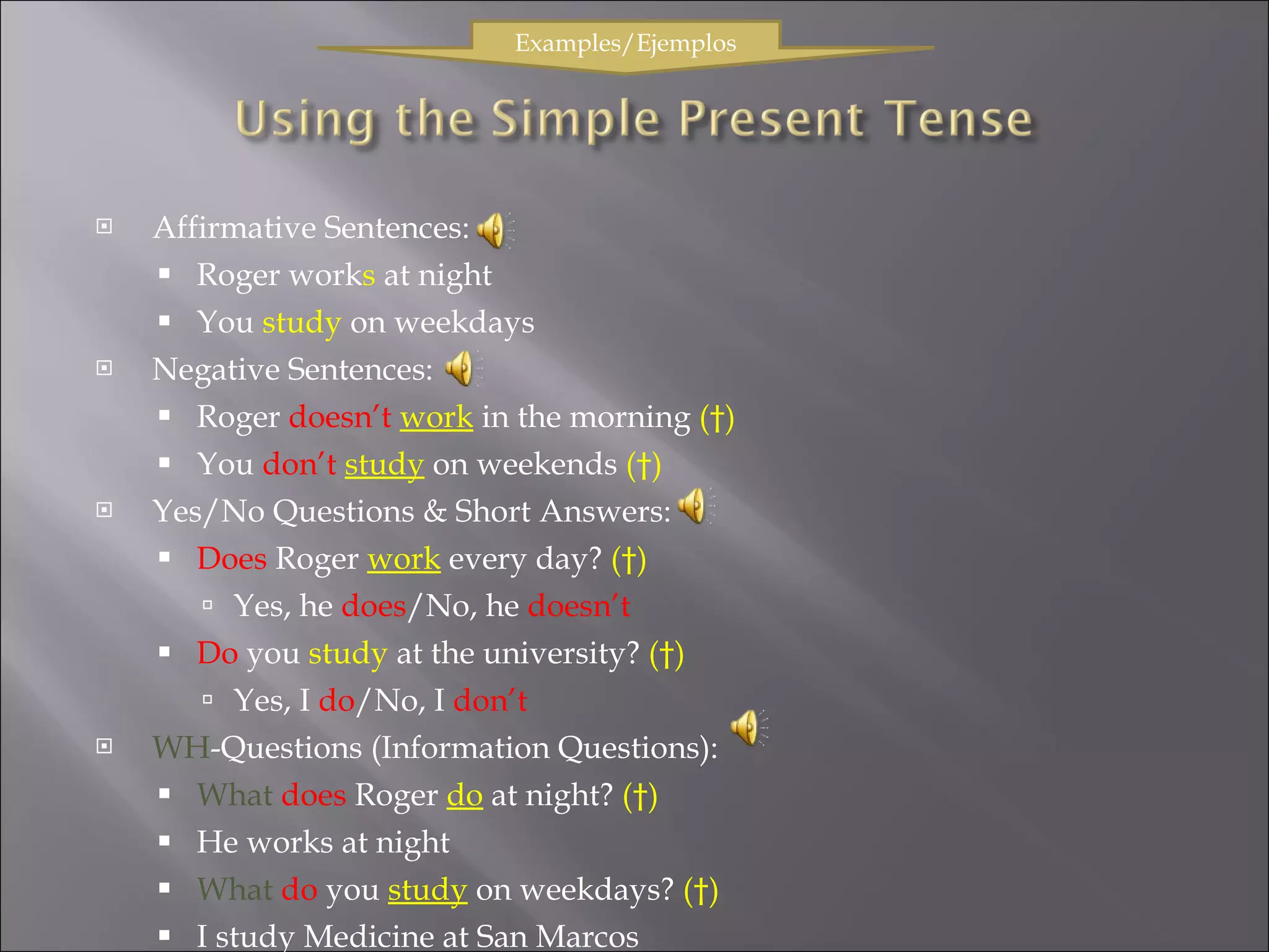 Fifth Class - The Simple Present Tense | PPT