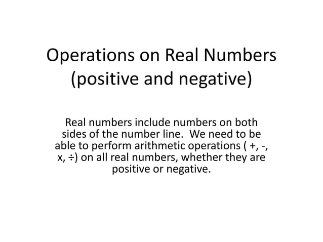 Operations on Real Numbers | PPTX | Physics | Science