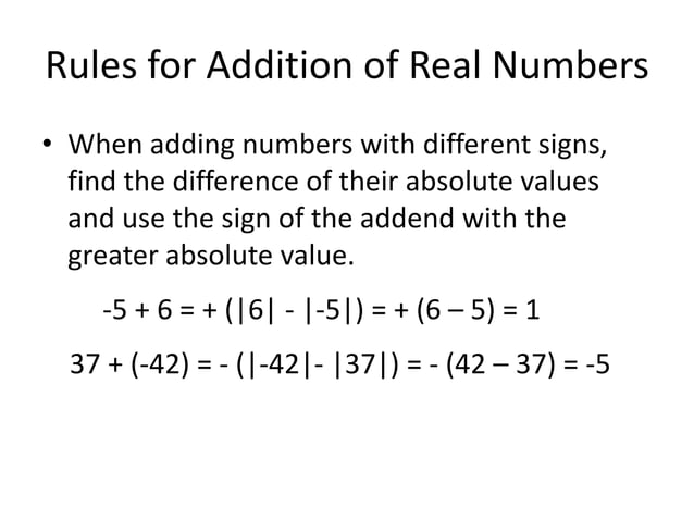Operations on Real Numbers | PPTX | Physics | Science