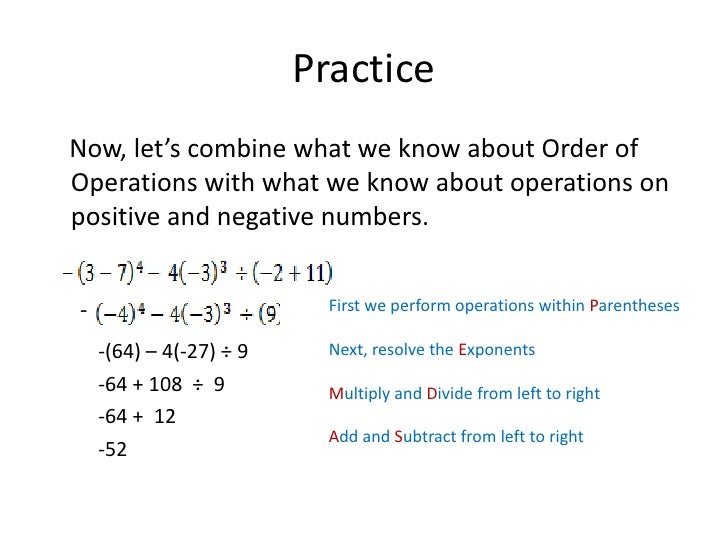 Operations on Real Numbers