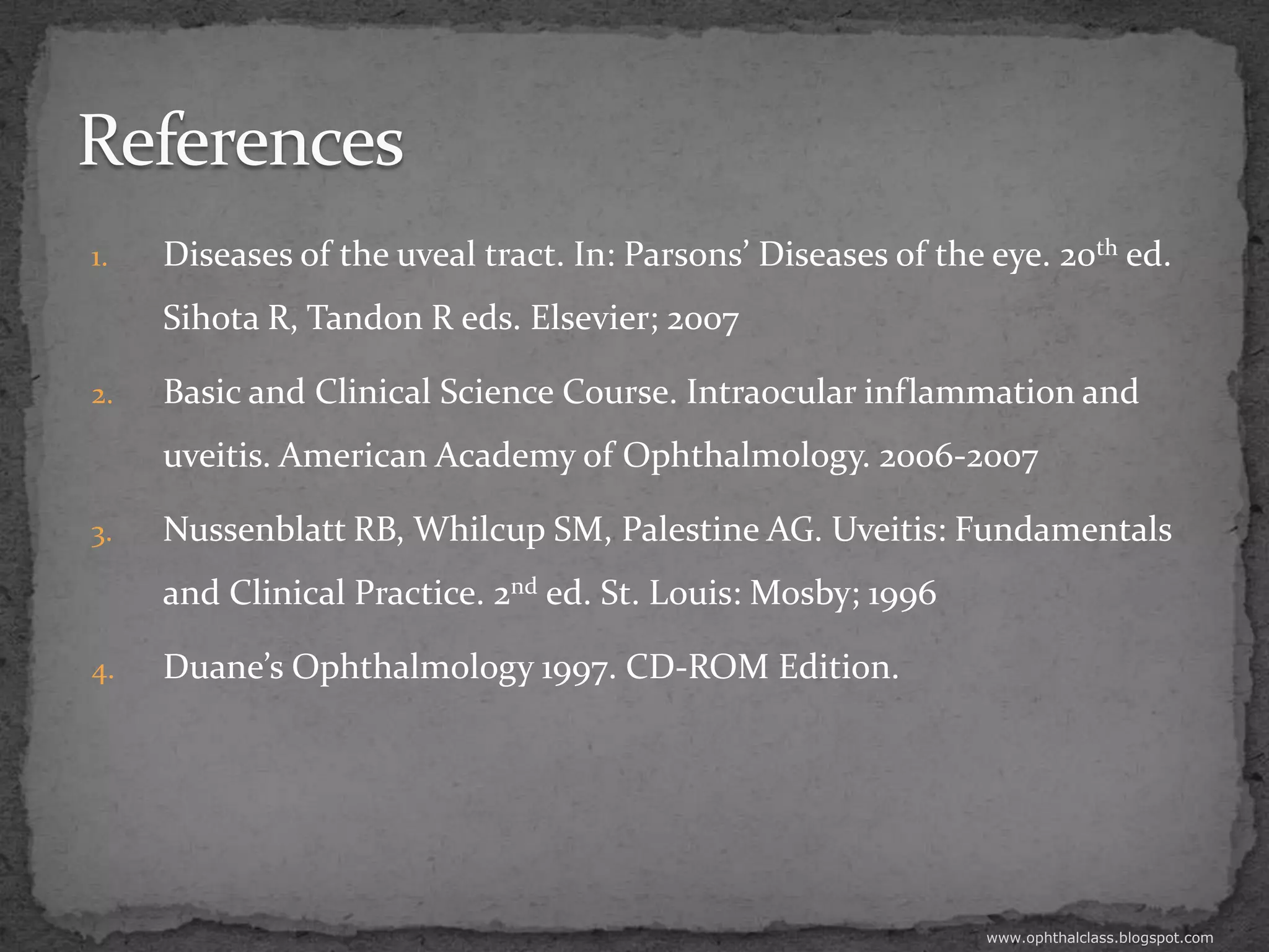 Overview of uveitis - Part2 Clinical features | PPTX