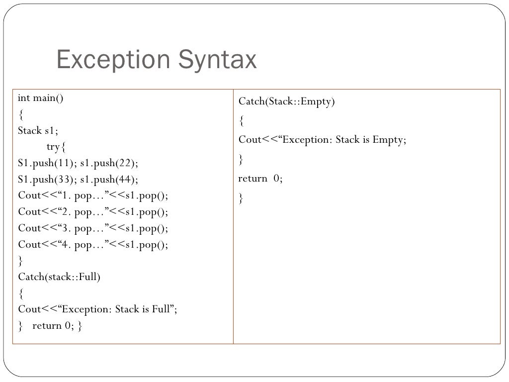 Exception handling and templates