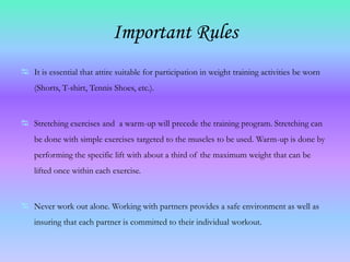 Weight Training Safety Rules | PPTX | Fitness and Exercise | Healthy Living