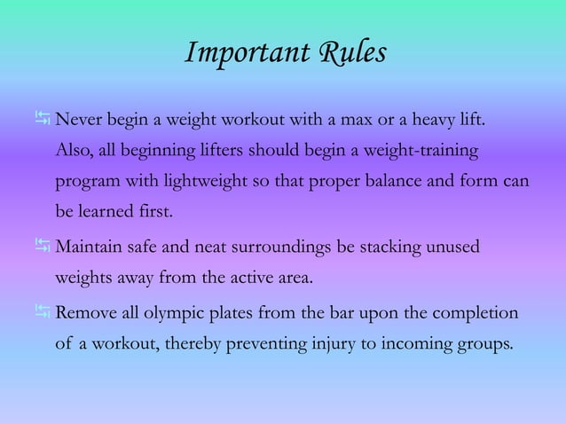 Weight Training Safety Rules | PPTX | Fitness and Exercise | Healthy Living