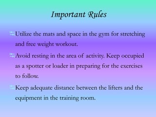 Weight Training Safety Rules | PPTX | Fitness and Exercise | Healthy Living