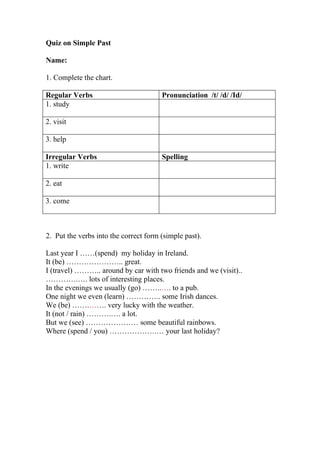 Quiz Simple Past | PDF