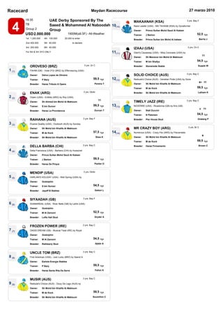 C:\Fakepath\Race Card Meydan Racecourse Saturday, Dubai World Cup 27 ...