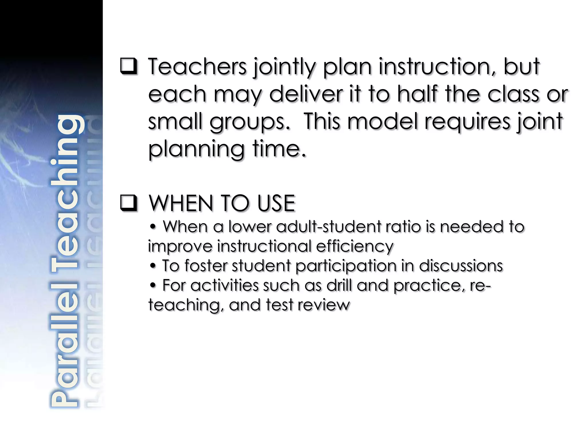 Co-Teaching: Six Models for Teacher Success | PPTX