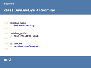 RubyBarCamp Kiev 2009: Redmine | PPT