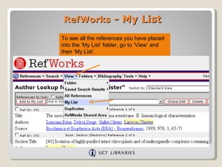 RefWorks My List | PPT | Computing | Technology & Computing