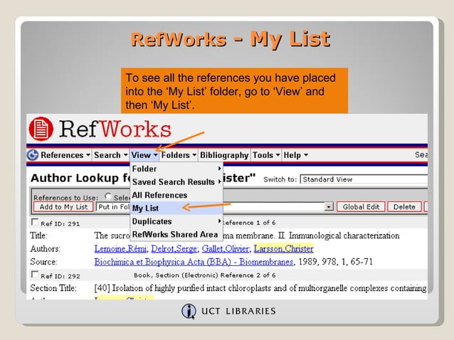 RefWorks My List | PPT | Computing | Technology & Computing