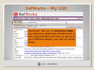 RefWorks My List | PPT | Computing | Technology & Computing