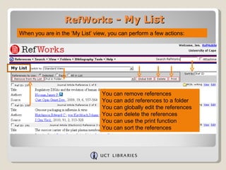 RefWorks My List | PPT | Computing | Technology & Computing