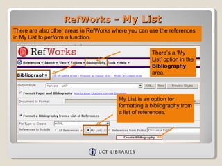 RefWorks My List | PPT | Computing | Technology & Computing