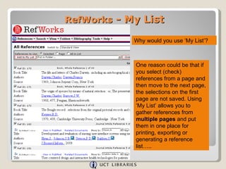 RefWorks My List | PPT | Computing | Technology & Computing