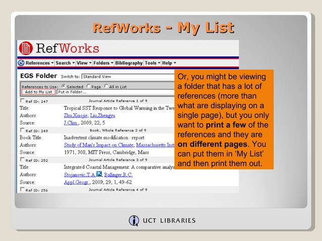 RefWorks My List | PPT | Computing | Technology & Computing
