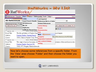 RefWorks My List | PPT | Computing | Technology & Computing