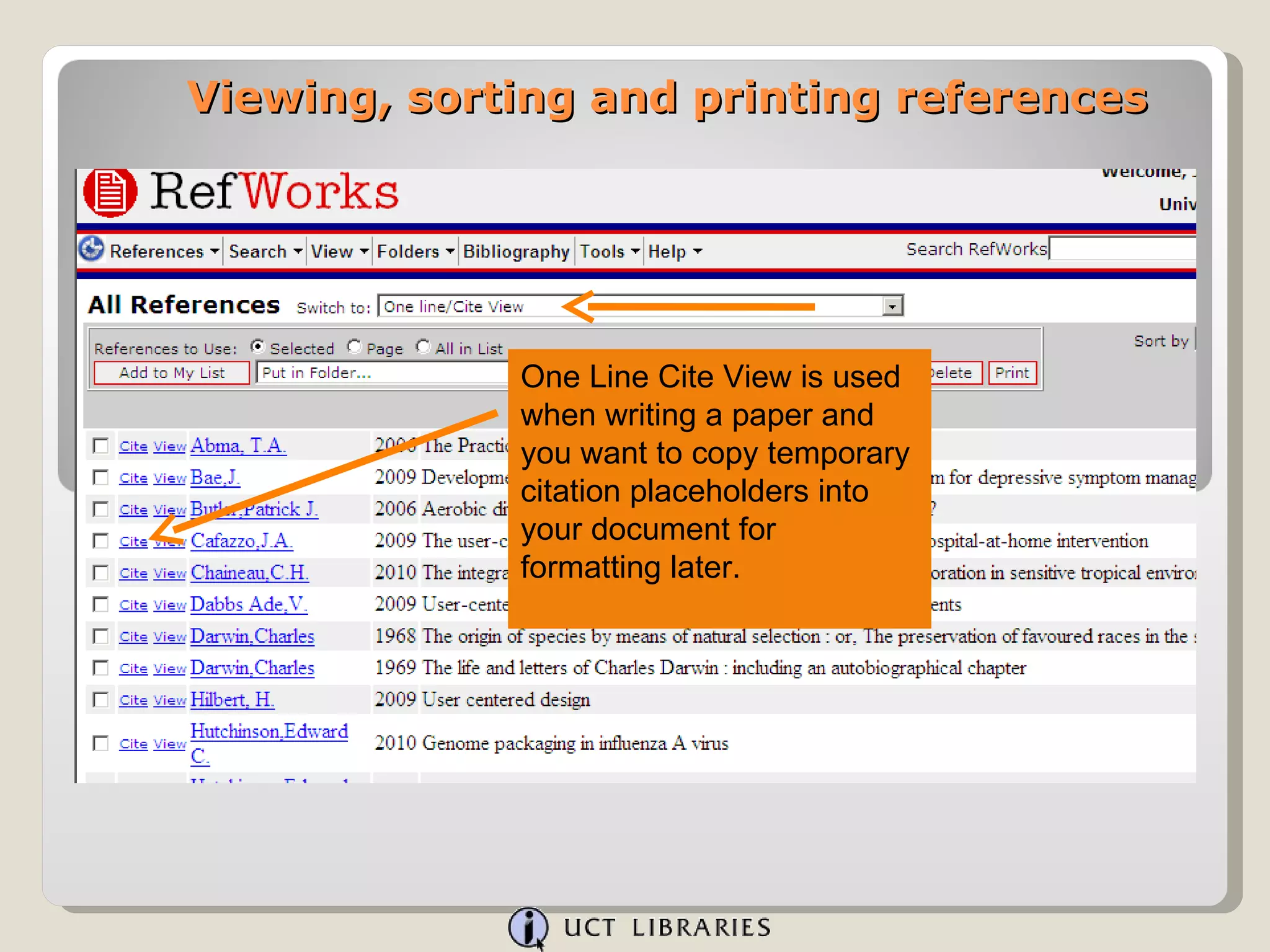 RefWorks Viewing Sorting Printing | PPT