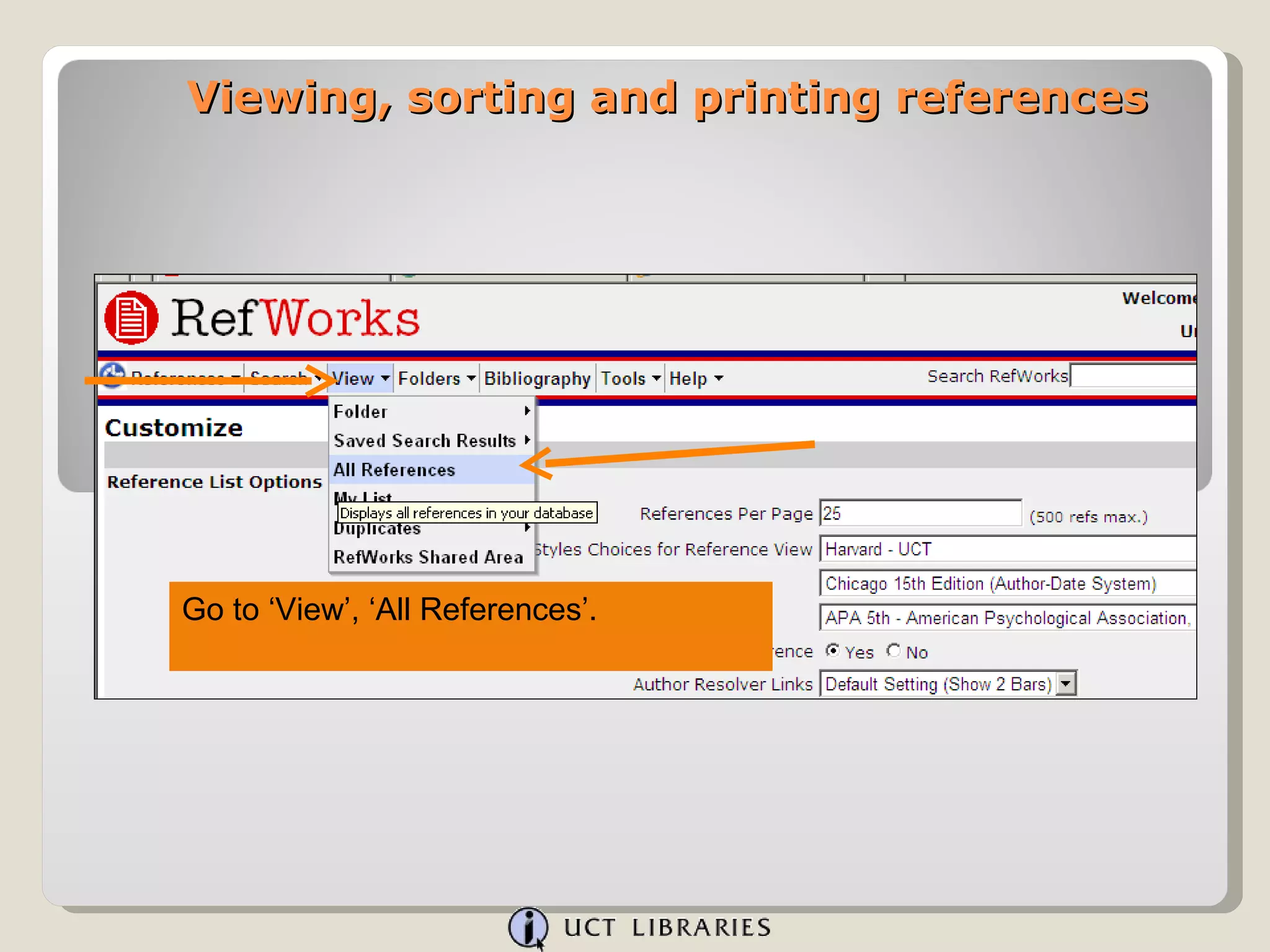 RefWorks Viewing Sorting Printing | PPT