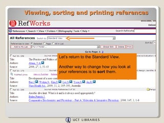 RefWorks Viewing Sorting Printing | PPT
