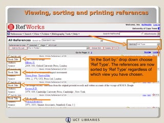 RefWorks Viewing Sorting Printing | PPT
