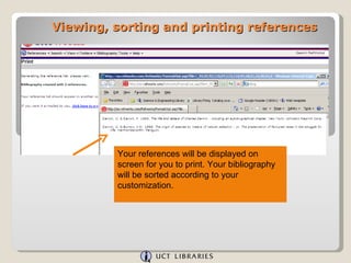 RefWorks Viewing Sorting Printing | PPT