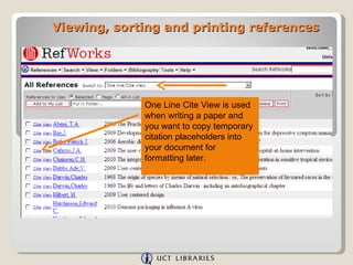 RefWorks Viewing Sorting Printing | PPT