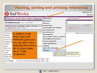 RefWorks Viewing Sorting Printing | PPT