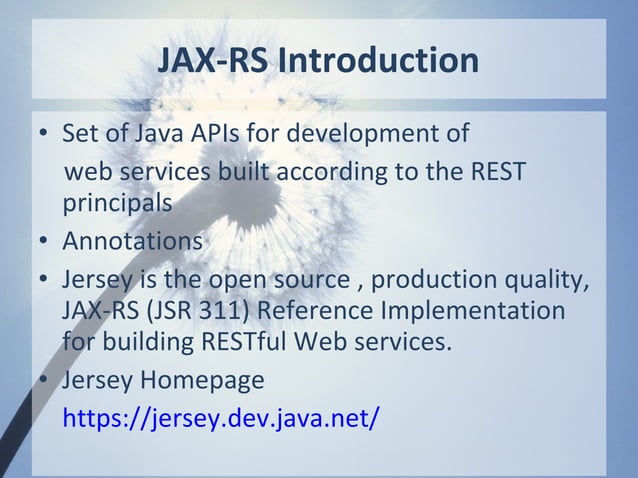 Developing RESTful WebServices using Jersey | PPT
