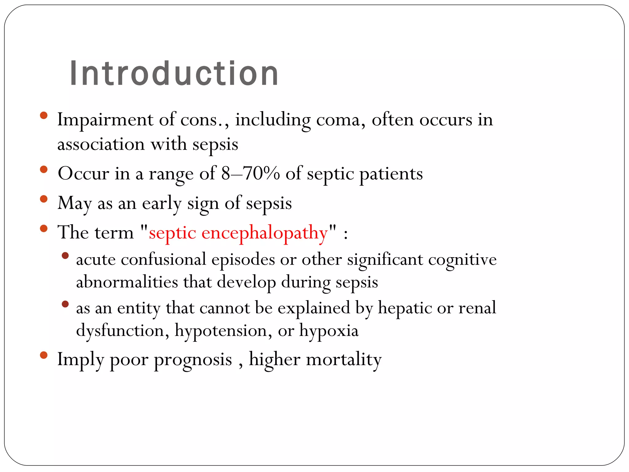 Lecture section...Septic encephalopathy | PPT