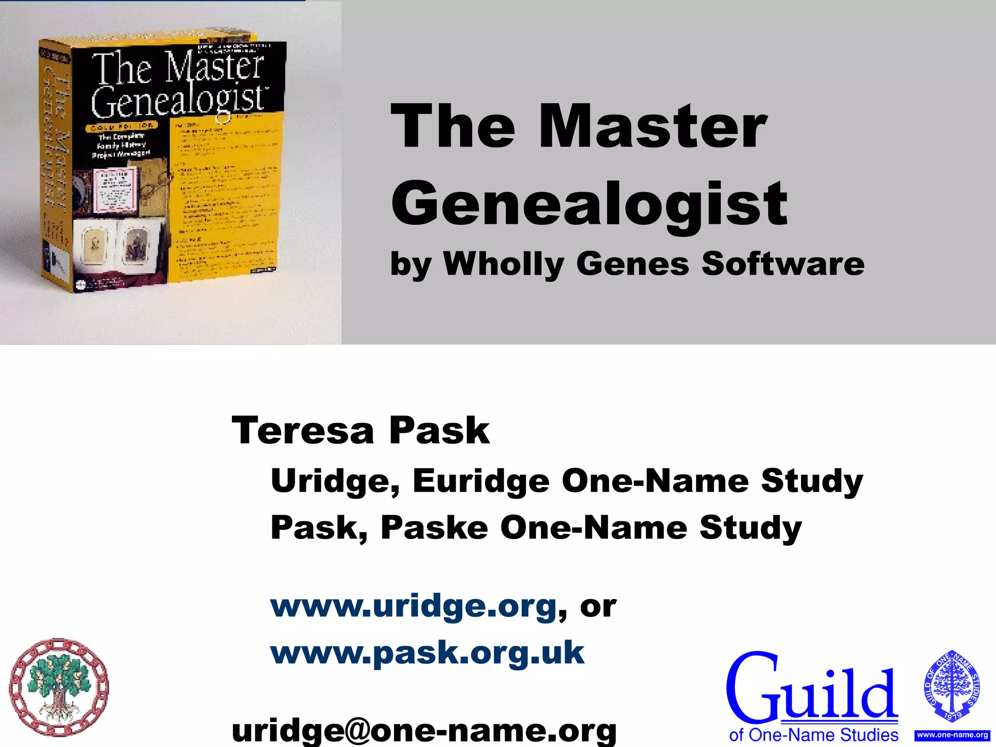 Using The Master Genealogist - Basics | PPT