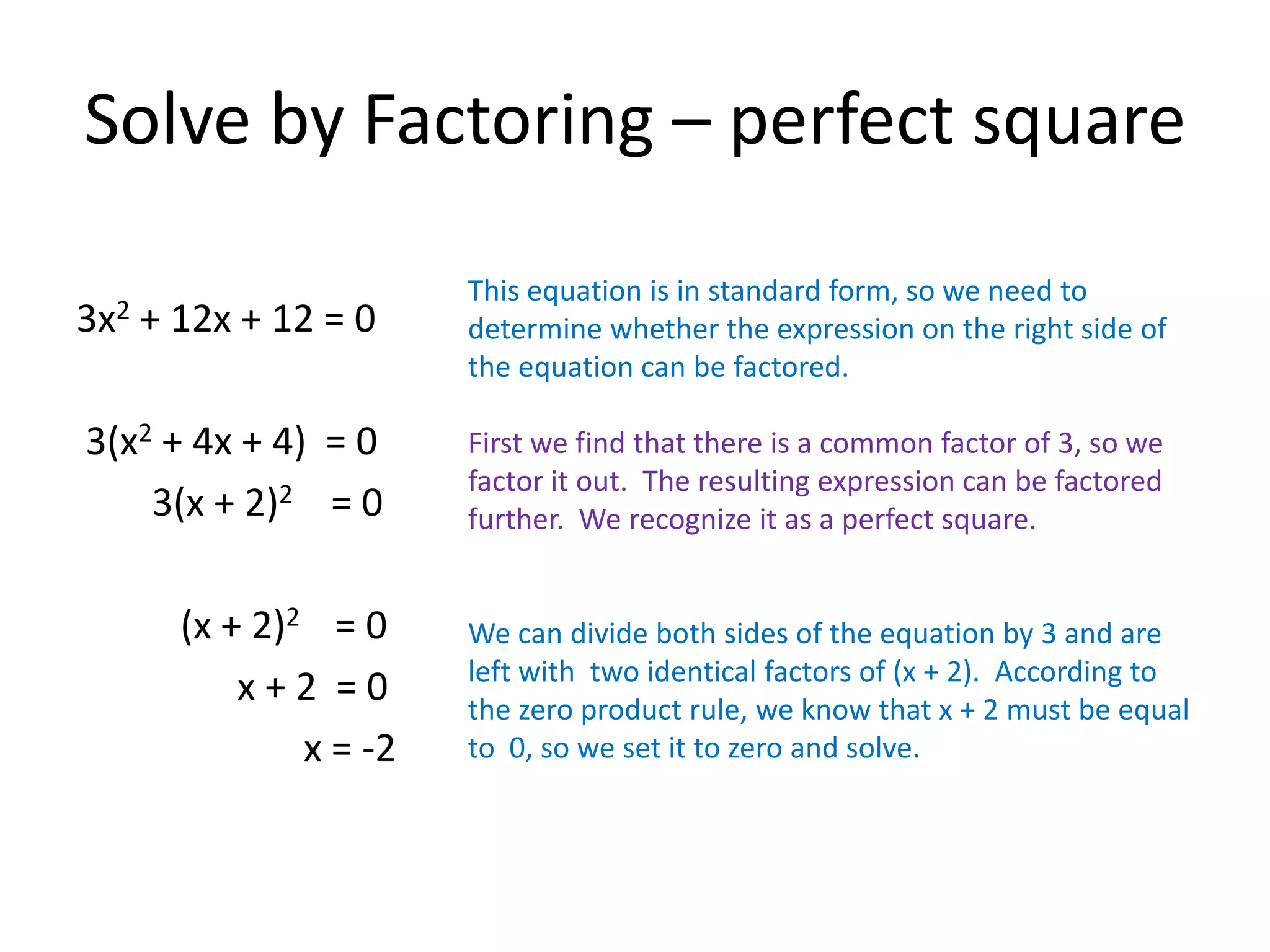 Solving Quadratic Equations by Factoring | PPTX