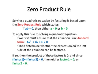 Solving Quadratic Equations by Factoring | PPTX