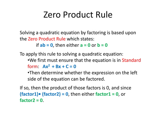 Solving Quadratic Equations by Factoring | PPTX