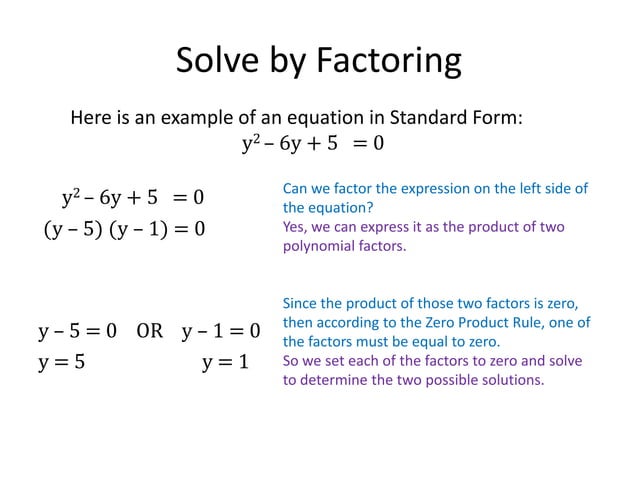 Solving Quadratic Equations by Factoring | PPTX