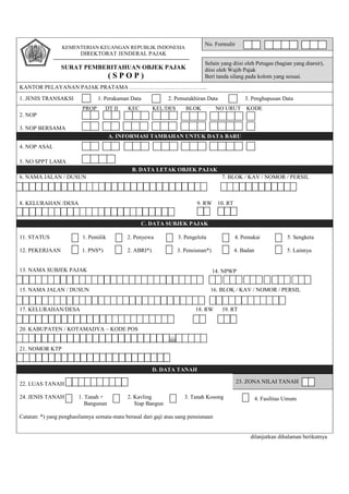 Surat Pemberitahuan Objek Pajak SPOP | PDF