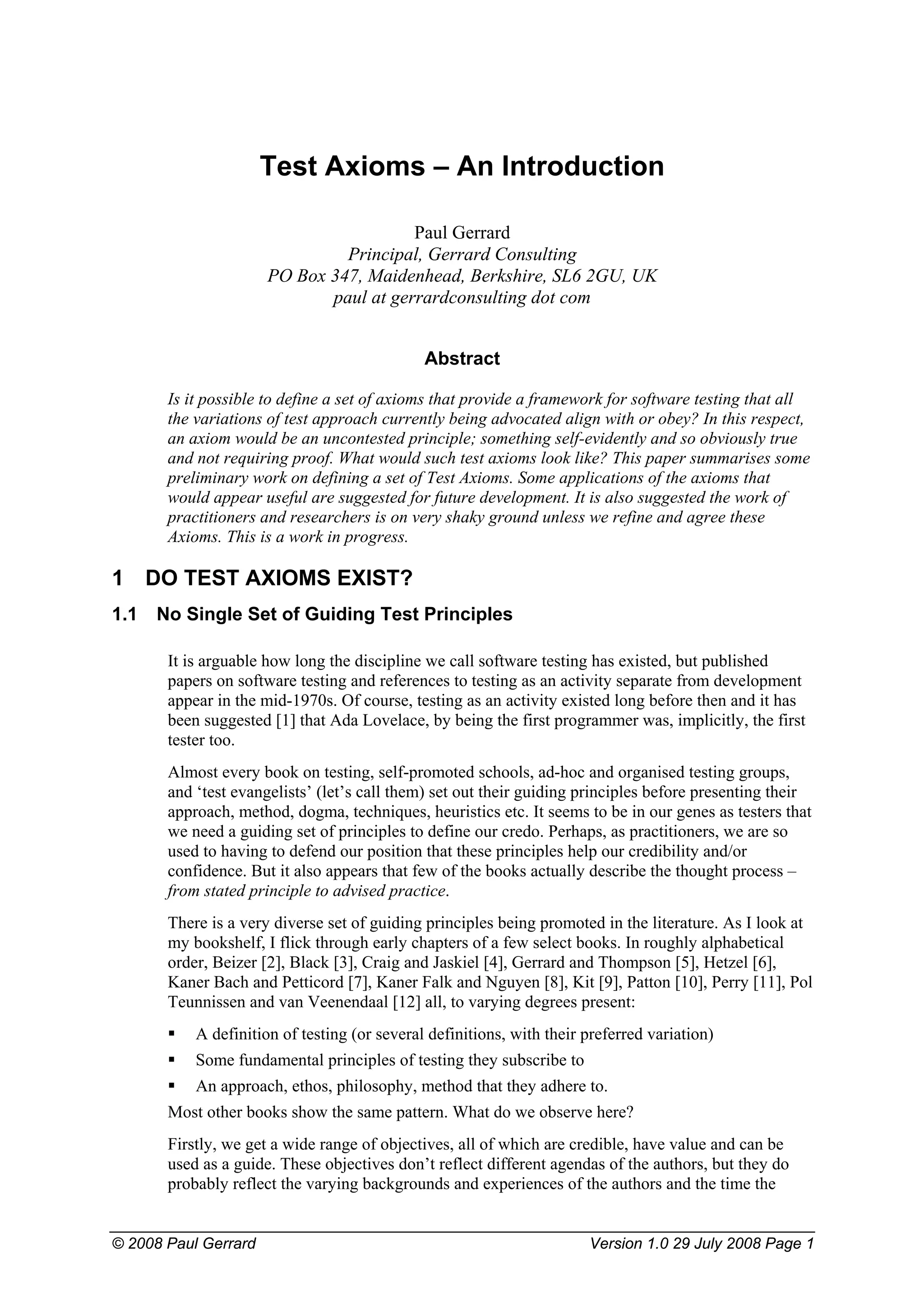 Test Axioms – An Introduction | PDF