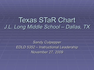 STaR Chart Presentation for J.L.Long